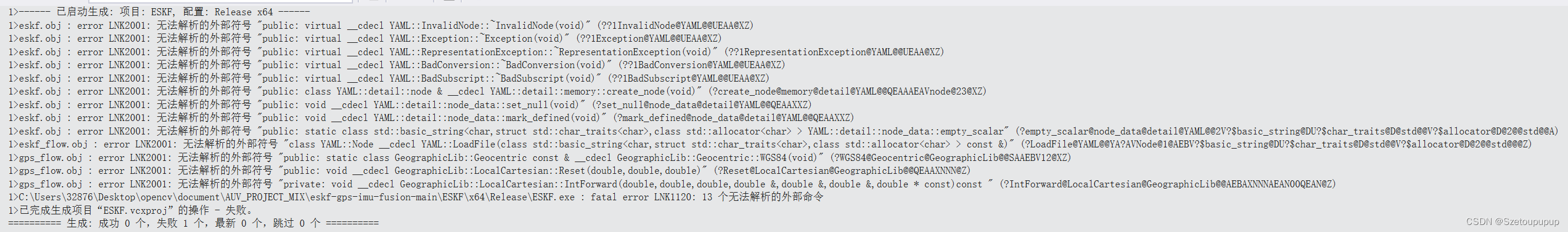 error LNK2001: 无法解析的外部符号--YAML_yamlcpp 无法解析的外部命令-CSDN博客