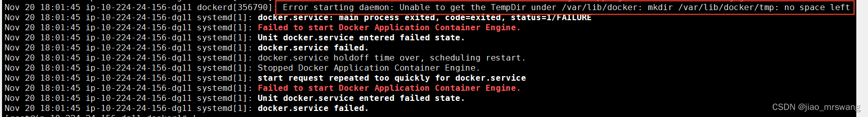 使用docker的常见bug_a dependency job for docker.service failed. see 'j-CSDN博客