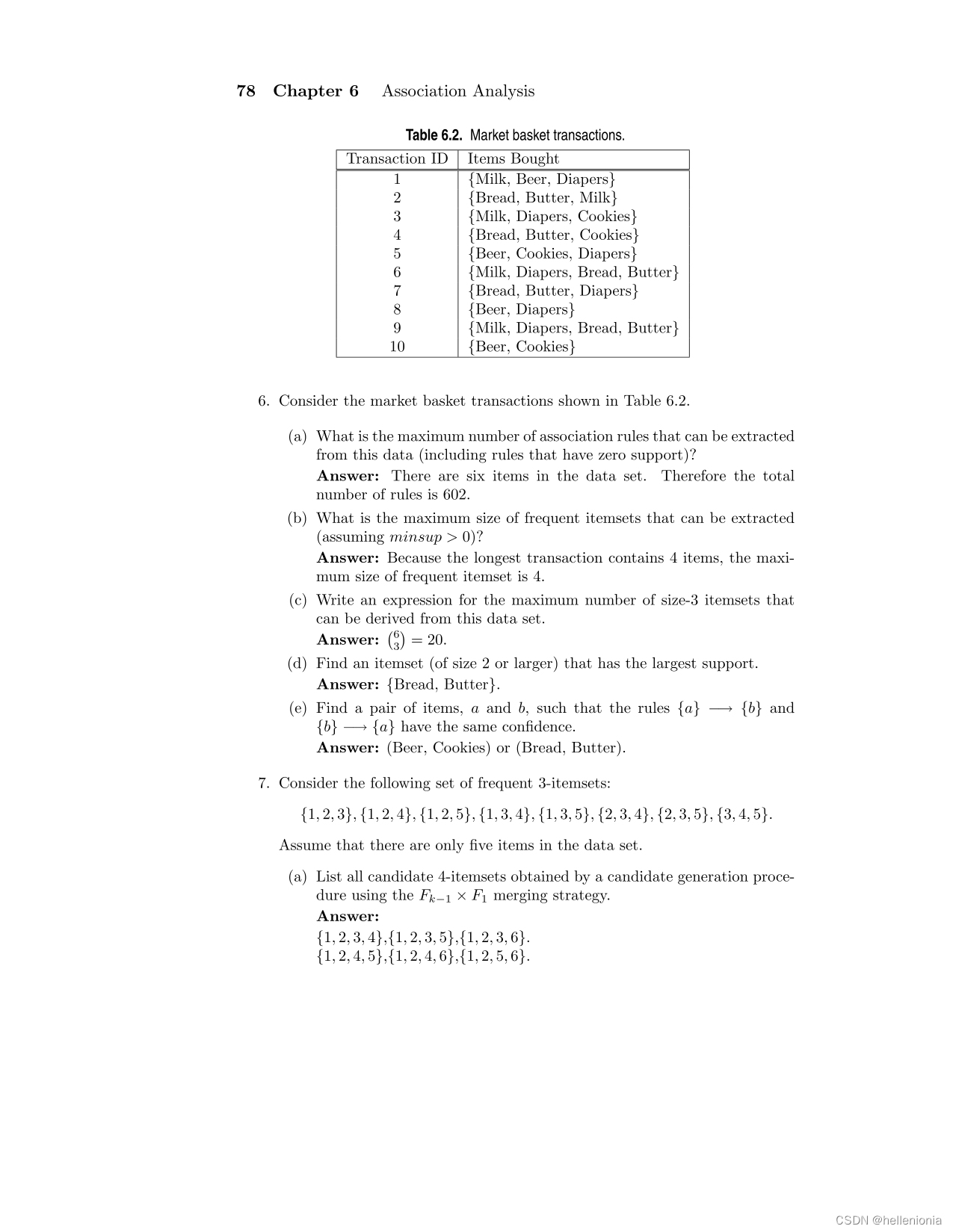 【数据挖掘导论课后习题答案】第6章 Association Analysis: Basic Concepts and Algorithms（含英文原版）_数据挖掘导论课后题答案-CSDN博客