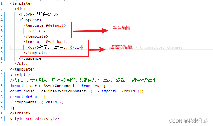 【vue3】Suspense组件和动态引入defineAsyncComponent的搭配使用_vue3 defineasynccomponent和components配合使用-CSDN博客