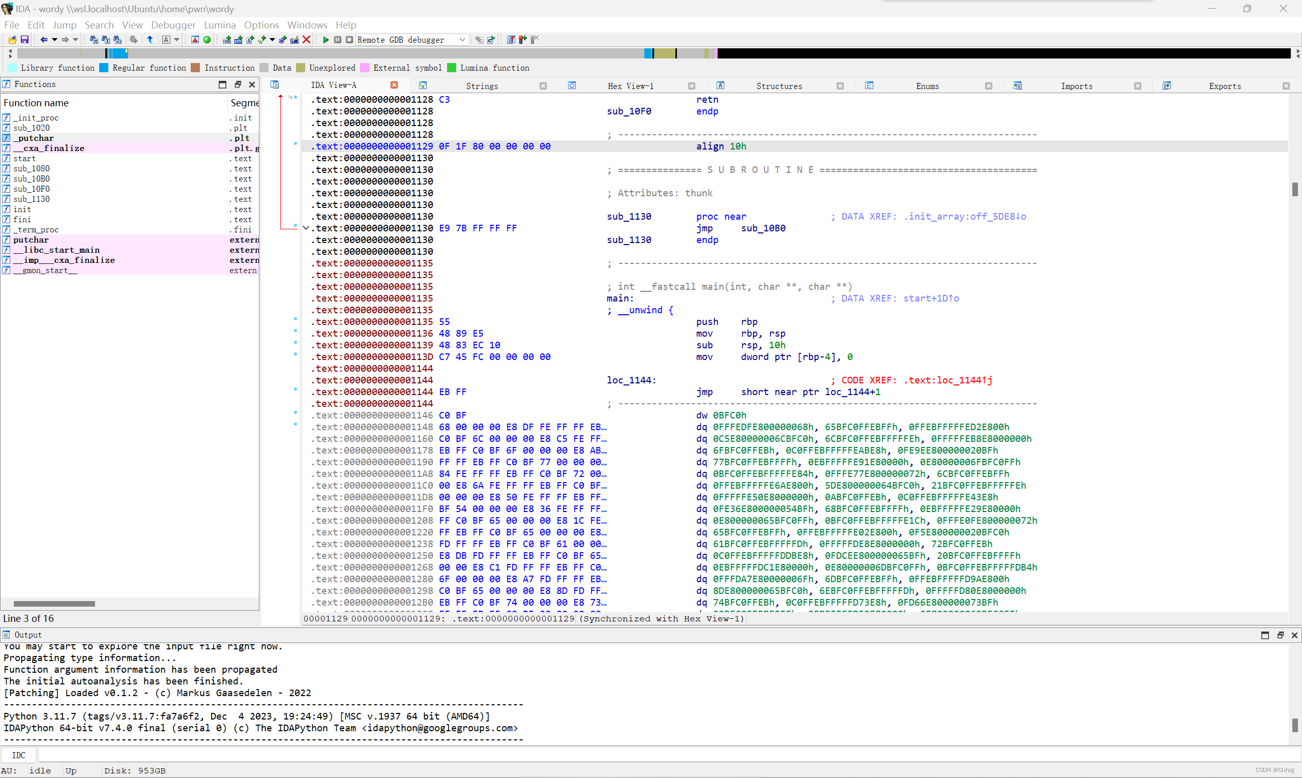 [NSSCTF]-Reverse:[GFCTF 2021]wordy解析（花指令，idapython填充机器码）-CSDN博客