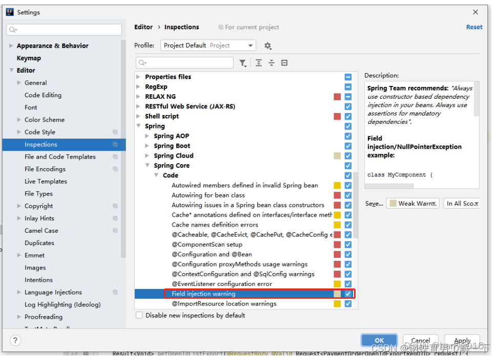 【Idea 取消Autowired的报错警告，找不到配置的看这里】_idea关闭autowired报错-CSDN博客