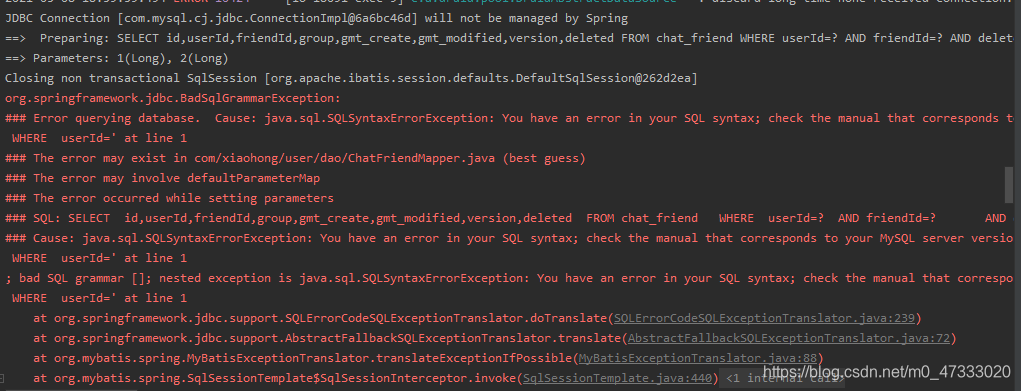 Caused by: java.sql.SQLSyntaxErrorException_caused by: java.sql.sqlsyntaxerrorexception: unkno ...