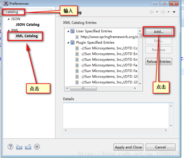 Spring配置XML本地提示：点击eclipse属性——>选择XML Catalog-CSDN博客