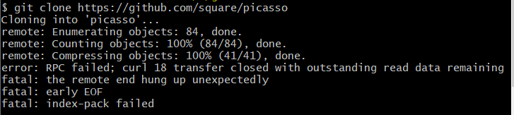 error:RPC failed curl 18 transfer closed with outstanding read data remaining解决办法_repc failed ...