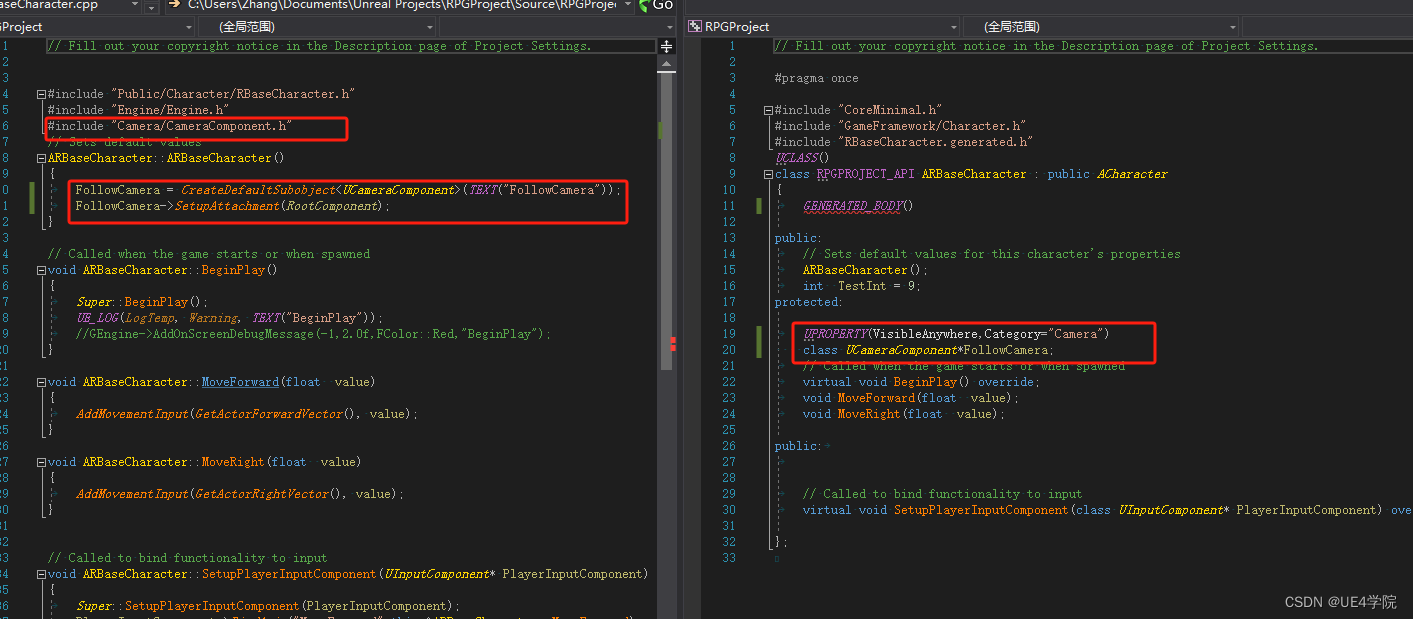 UE-RPG游戏开发第5篇-设置主角摄像机（绑定组件到根组件人物下面）_ue设置主相机-CSDN博客