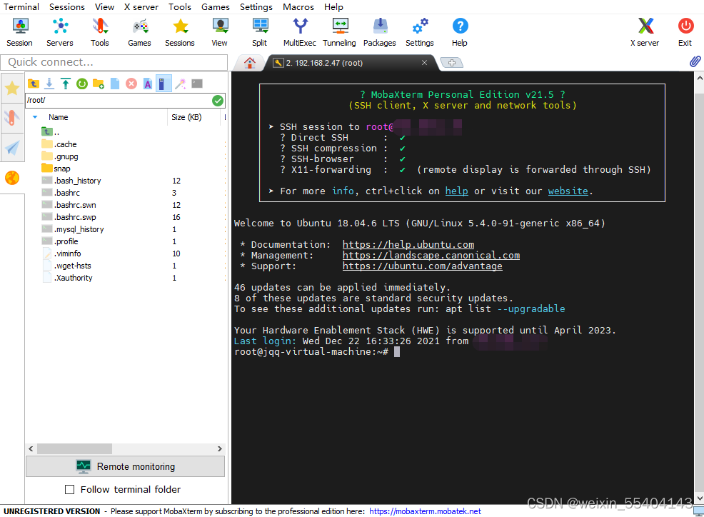 装Ubuntu18.04通过MobaXterm的ssh远程访问_ubuntu 安装ssh mobatx-CSDN博客