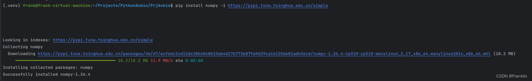 开源项目介绍-02 音频处理 - Aubio【1】环境配置和使用 @ Ubuntu + Pycharm + Python_[notice] a new release of pip is ...
