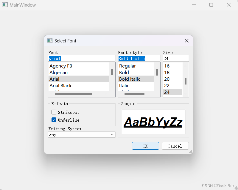 【Qt 学习笔记】Qt窗口 | 标准对话框 | 字体对话框QFontDialog-CSDN博客