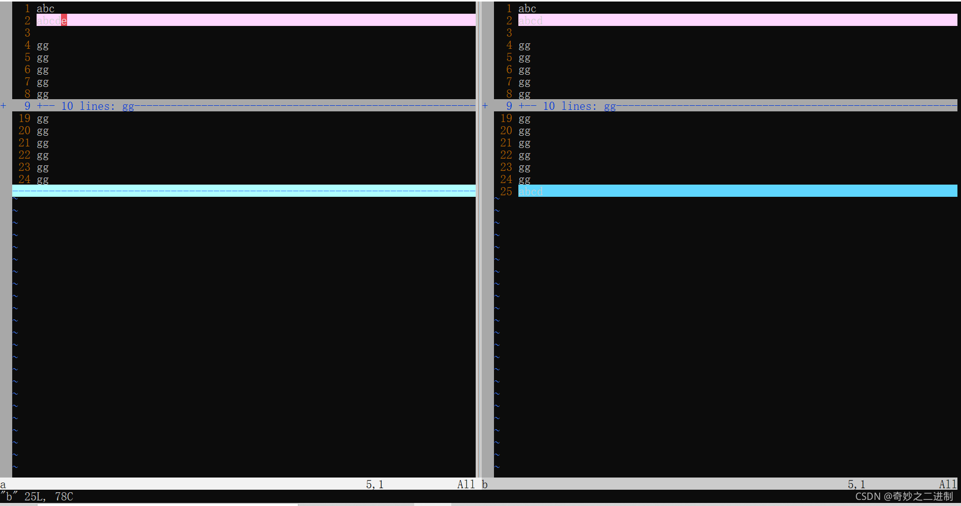 vim实用指南（9）vimdiff好用的可视化文本对比工具_diff 可视化-CSDN博客