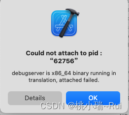 xcode提示debugserver is x86_64 binary running in translation, attached failed._xcode tried to ...