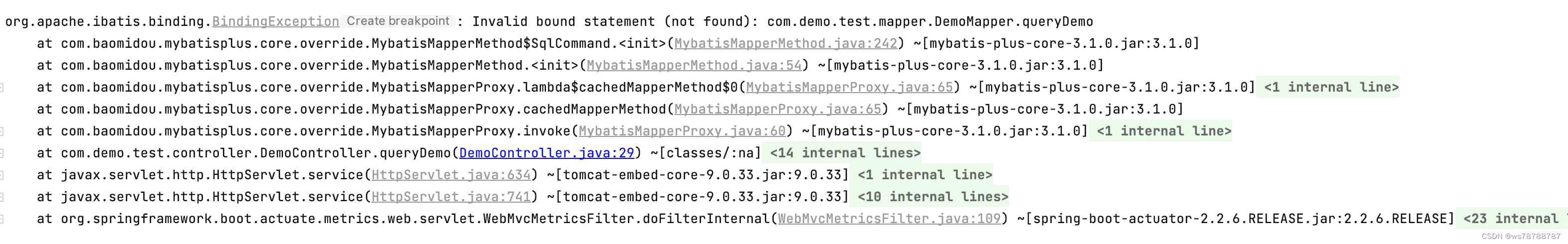 org.apache.ibatis.binding.BindingException: Invalid bound statement ...