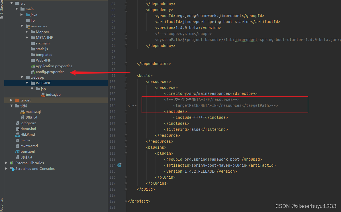 nested exception is java.io.FileNotFoundException: class path resource [config.properties ...