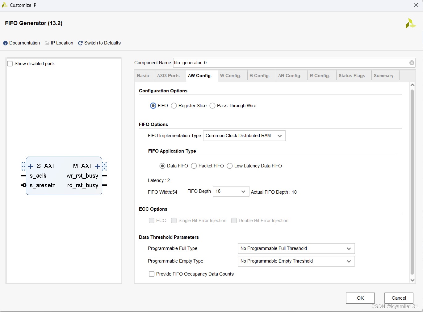 FIFO Generate IP核使用——AXI接口AW Config页配置_full threshold assert value-CSDN博客