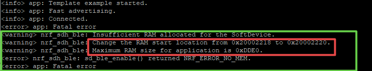nRF52840使用ble_app_template中出现NRF_ERROR_NO_MEM 和 NRF_ERROR_INVALID_PARAM解决办法_android ble nrf52840 ...
