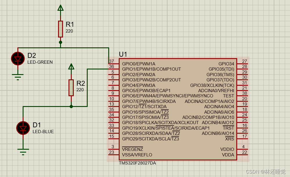 使用DSP28027和Proteus仿真LED_proteus dsp仿真-CSDN博客