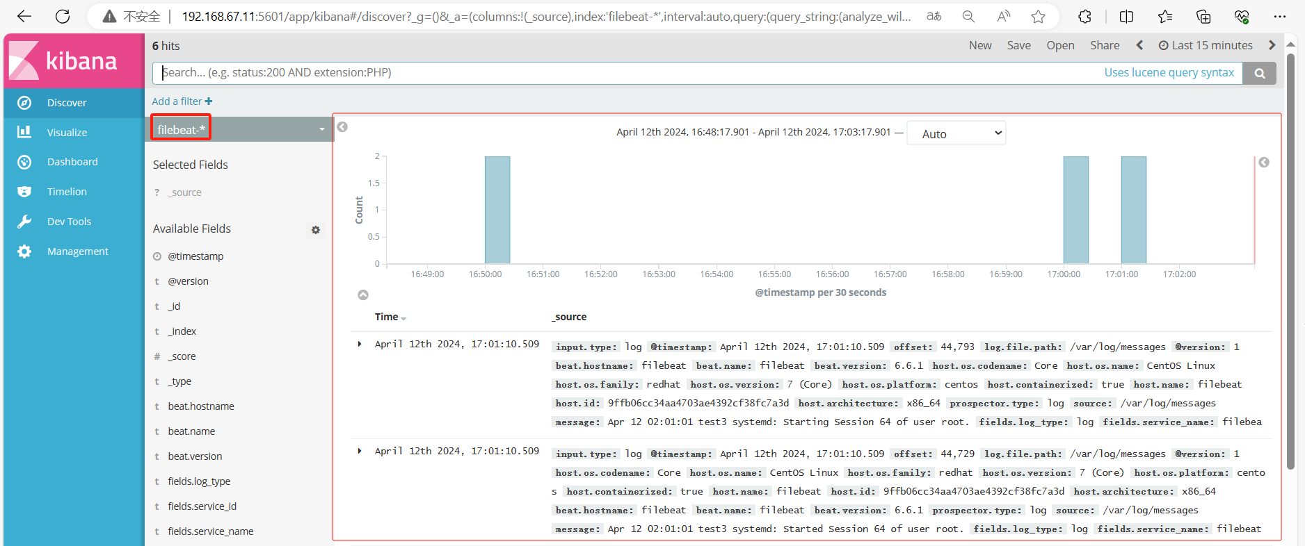 【ELFK】Filebeat+ELK 部署_filebeat+elk部署-CSDN博客