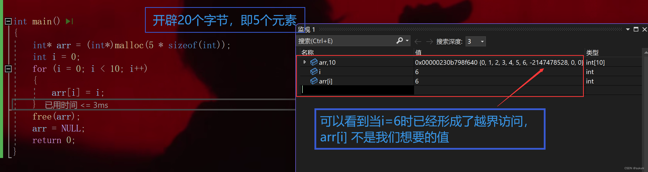 C进阶：动态内存函数 malloc calloc realloc free及常见动态内存开辟错误_vs2022无法使用malloc-CSDN博客