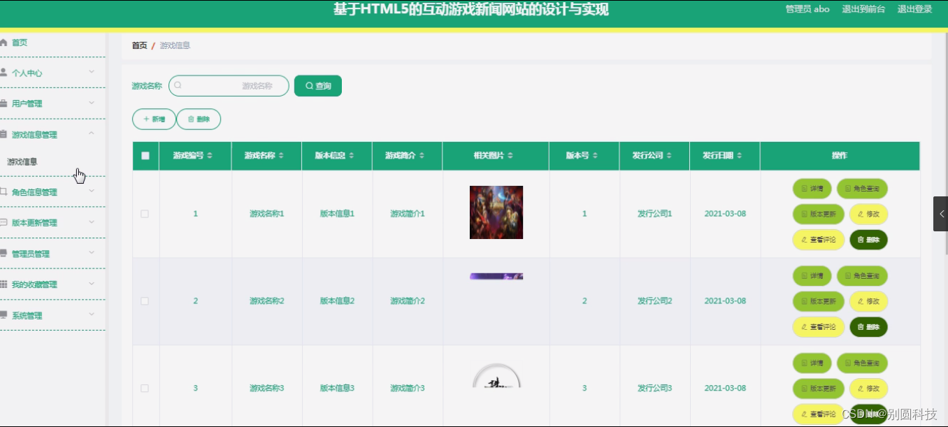 [JAVA毕业设计]HTML5互动游戏新闻网站设计与实现源码获取和系统演示_h5 网页游戏源码 java-CSDN博客
