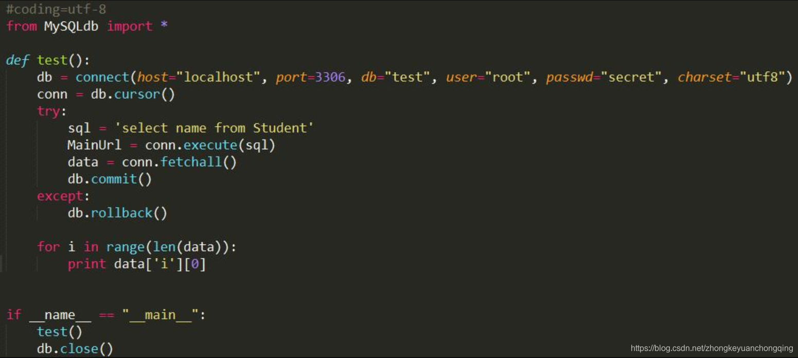 Python连接mysql并进行数据查询python3连接mysql数据库返回查询结果值 Csdn博客