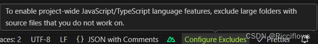 VSCode报错: To enable project-wide JavaScript/TypeScript language features, exclude large folders ...