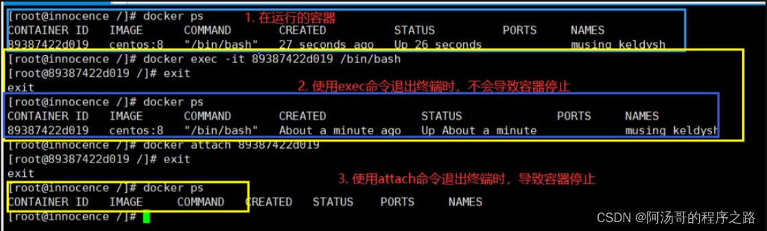 Docker中进入容器exec和attach的区别_docker attach-CSDN博客