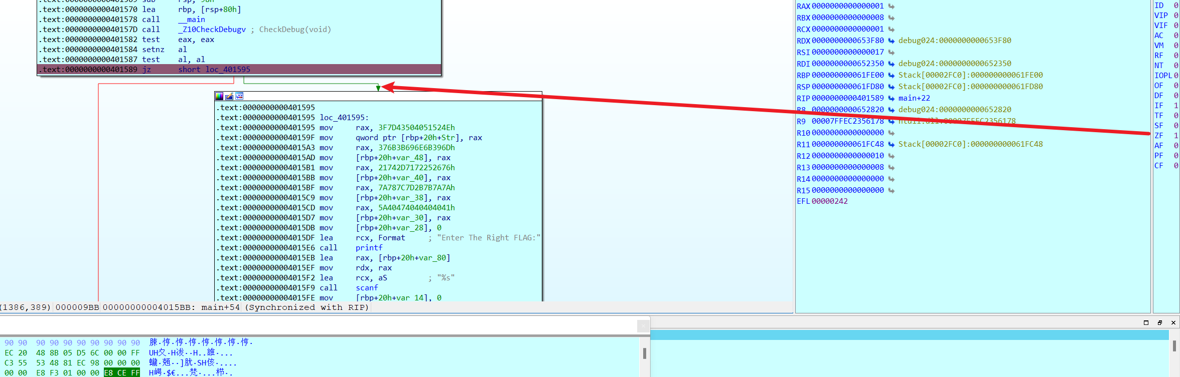 ida调试技巧-通过修改zf寄存器的值绕过简单反调试_ida 调试-CSDN博客