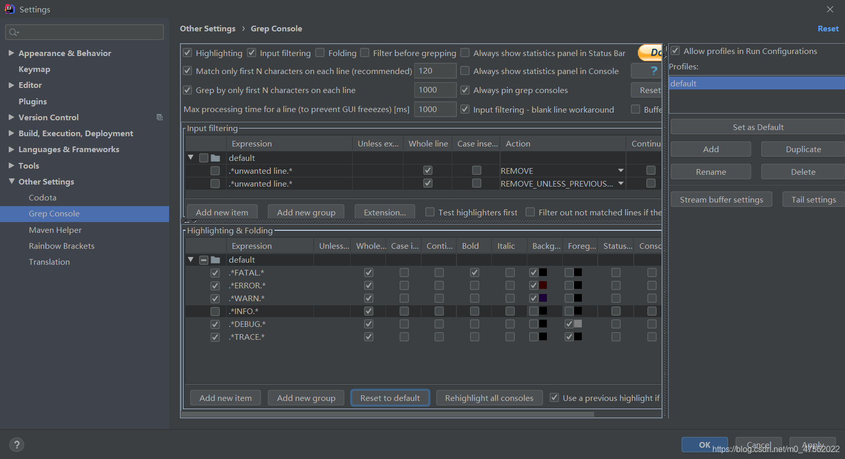 解决idea上Grep Console插件设置后无反应情况以及使用教程_idea grepconsole 无法使用-CSDN博客