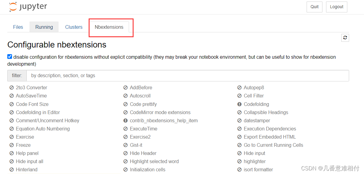 [python]jupyter notebook安装Nbextensions不显示标签的问题-CSDN博客