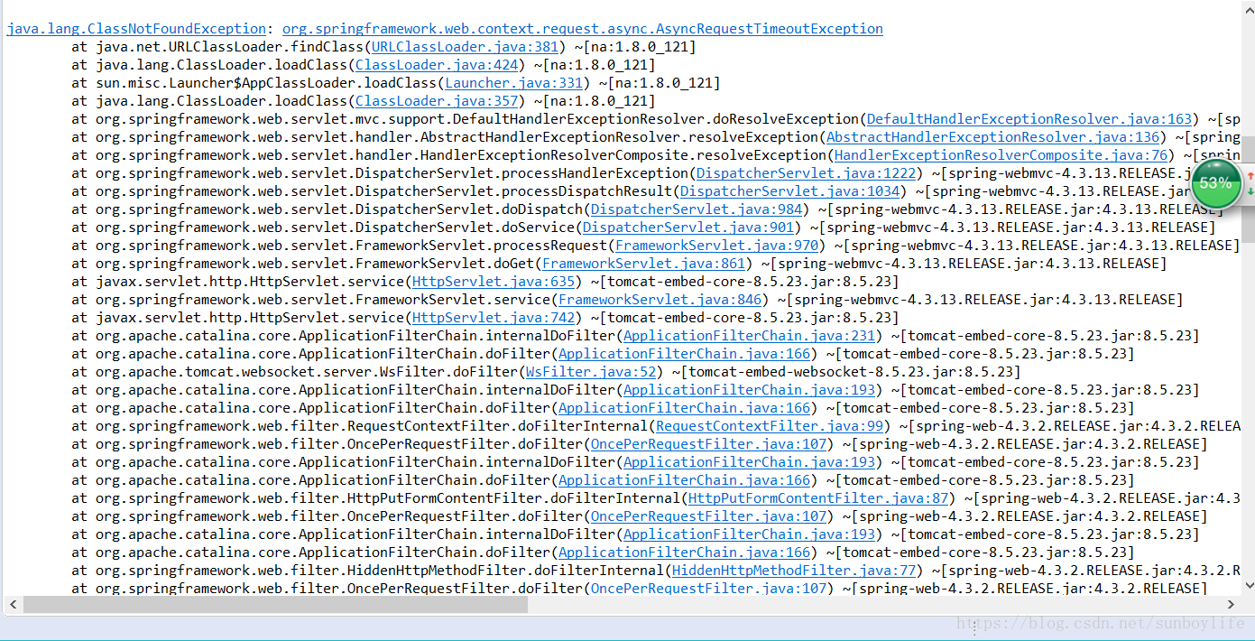 Caused by: java.lang.NoClassDefFoundError: org/springframework/web/context/request/async ...