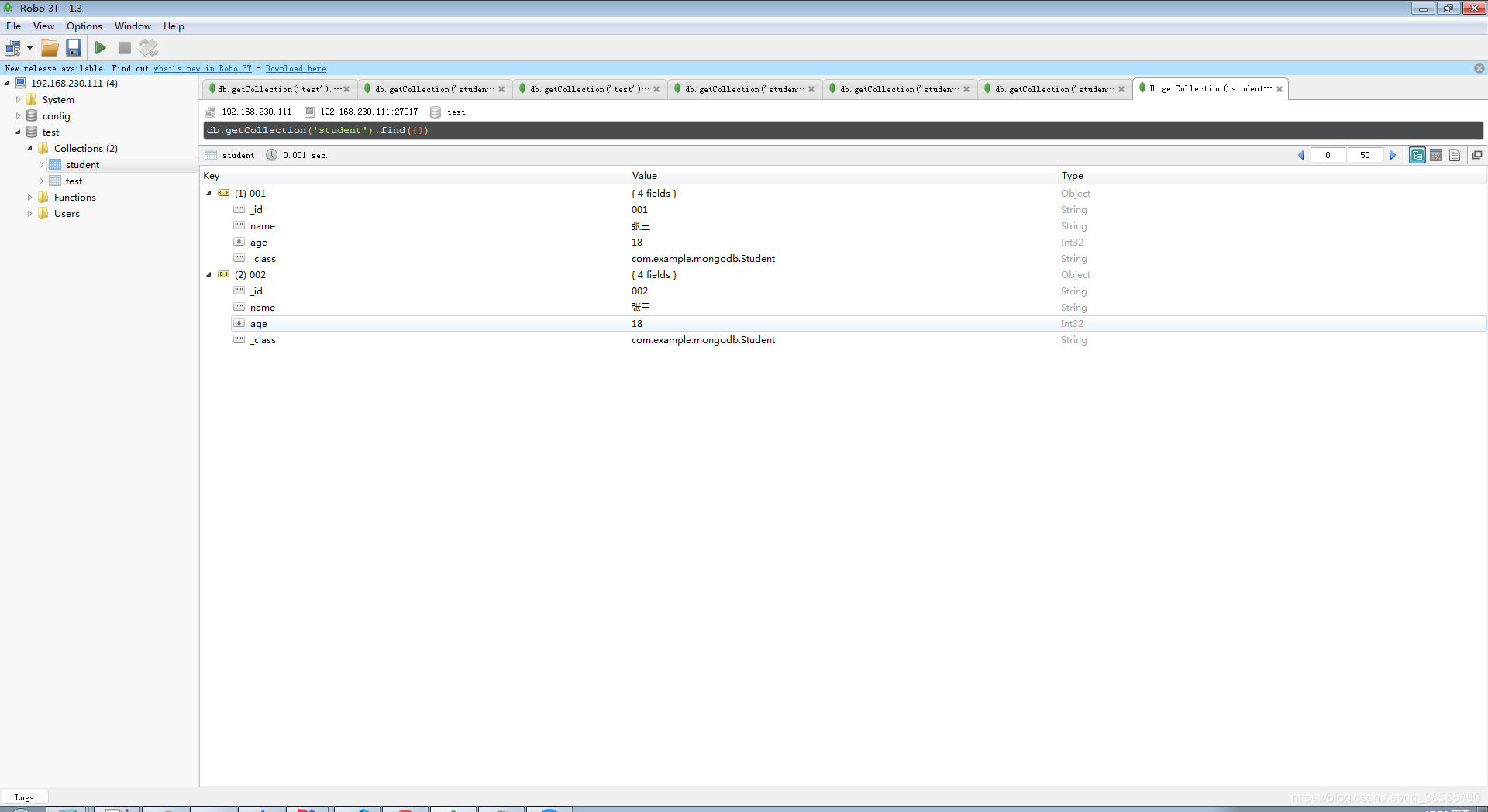 Springboot集成MongoDb_import org.springframework.data.mongodb.core.mongo-CSDN博客