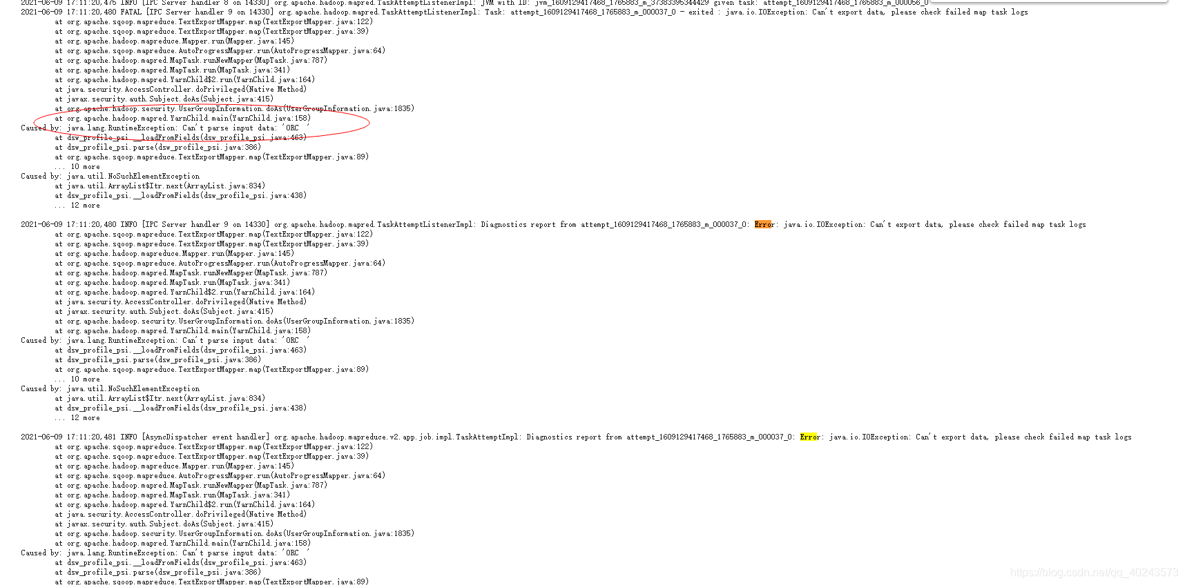 sqoop ERROR tool.ExportTool: Error during export: Export job failed!_error tool.exporttool ...