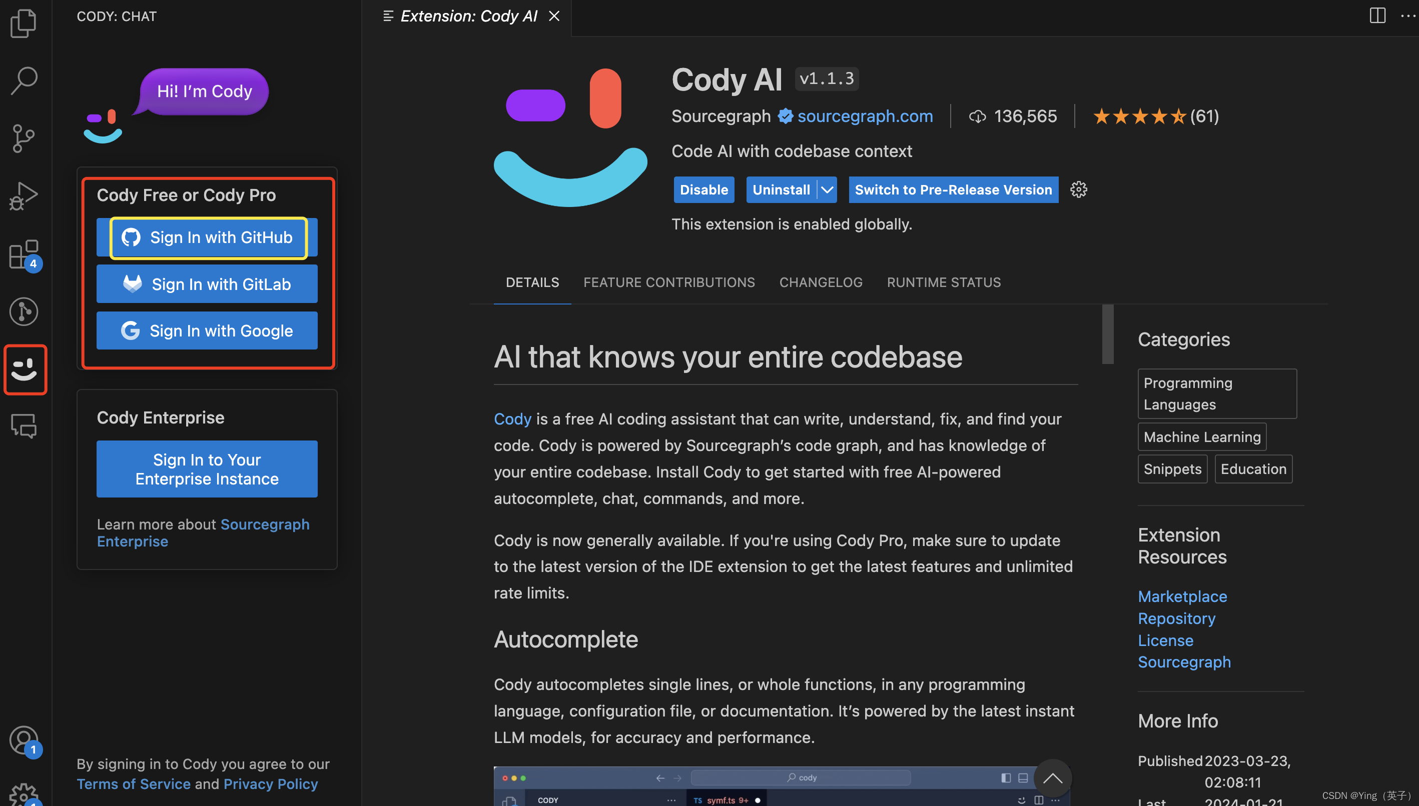 VSCode插件 —— Cody AI （免费AI助手！）-CSDN博客