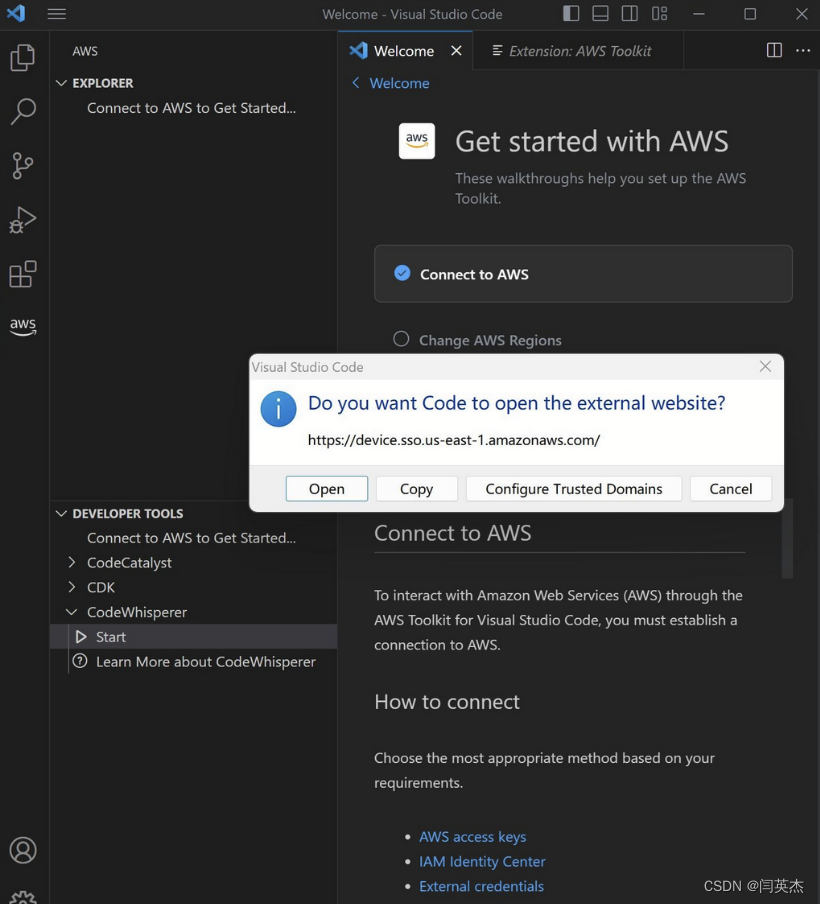 CodeWhisperer安装教导--一步到位！以及本人使用Whisperer的初体验。_机器人_武汉主理人- 英杰-AI编程社区