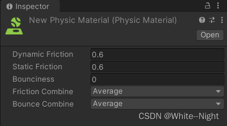Unity--Physic Material学习笔记_unity dynamic friction-CSDN博客