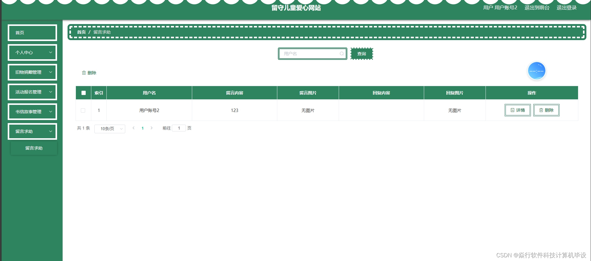 【java计算机毕设】 留守儿童爱心捐赠管理系统 Springboot Vue Html Mysql 送文档ppt Csdn博客
