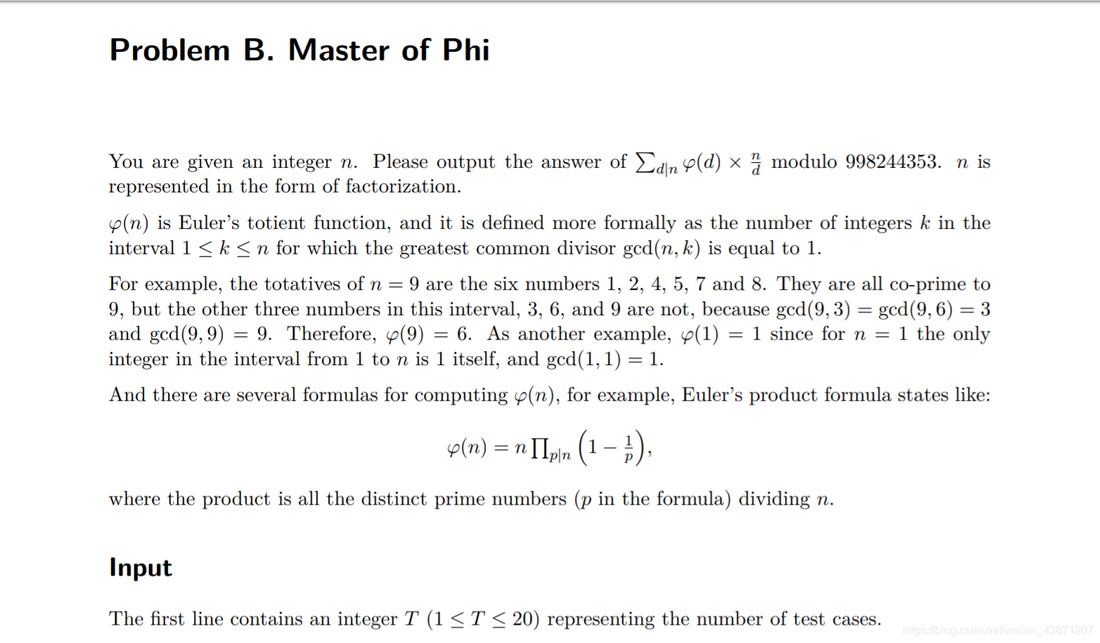 2017ccpc杭州 B. Master of Phi（hdu6265 公式推导）_b - master of phi hdu - 6265-CSDN博客