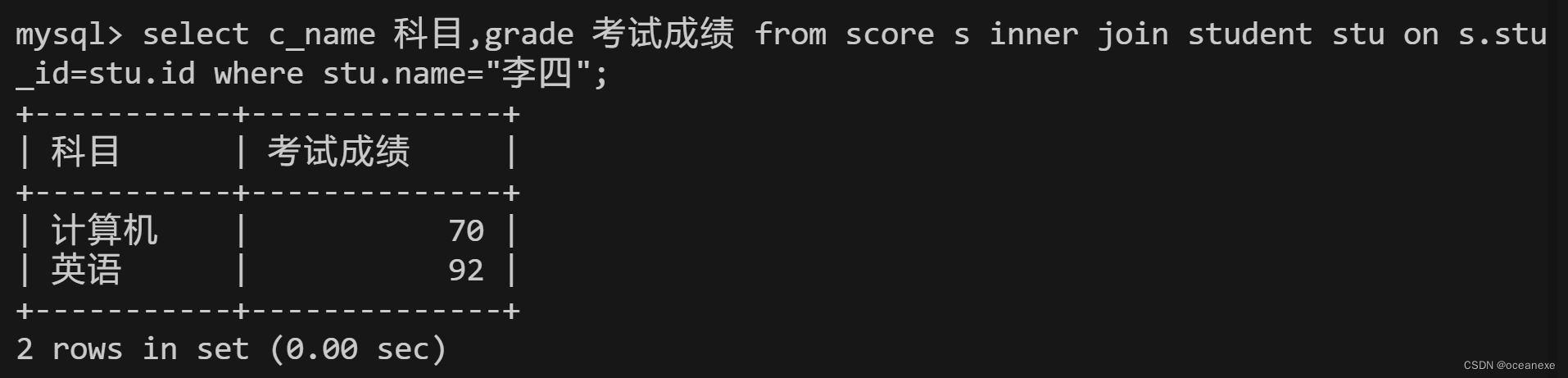 MySQL---多表查询_从student表和score表中查询出学生的学号,然后合并查询结果-CSDN博客