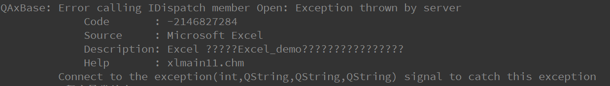 关于使用QAxObject类操作Excel中出现QAxBase : Error calling IDispatch member SaveAs:Exception thrown by ...