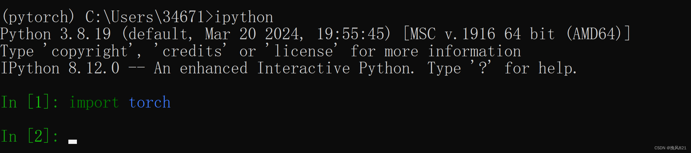 在anaconda环境中，使用python环境输入import torch 不报错，还能输出版本号，但是使用ipython，报错ModuleNotFoundError: No module ...