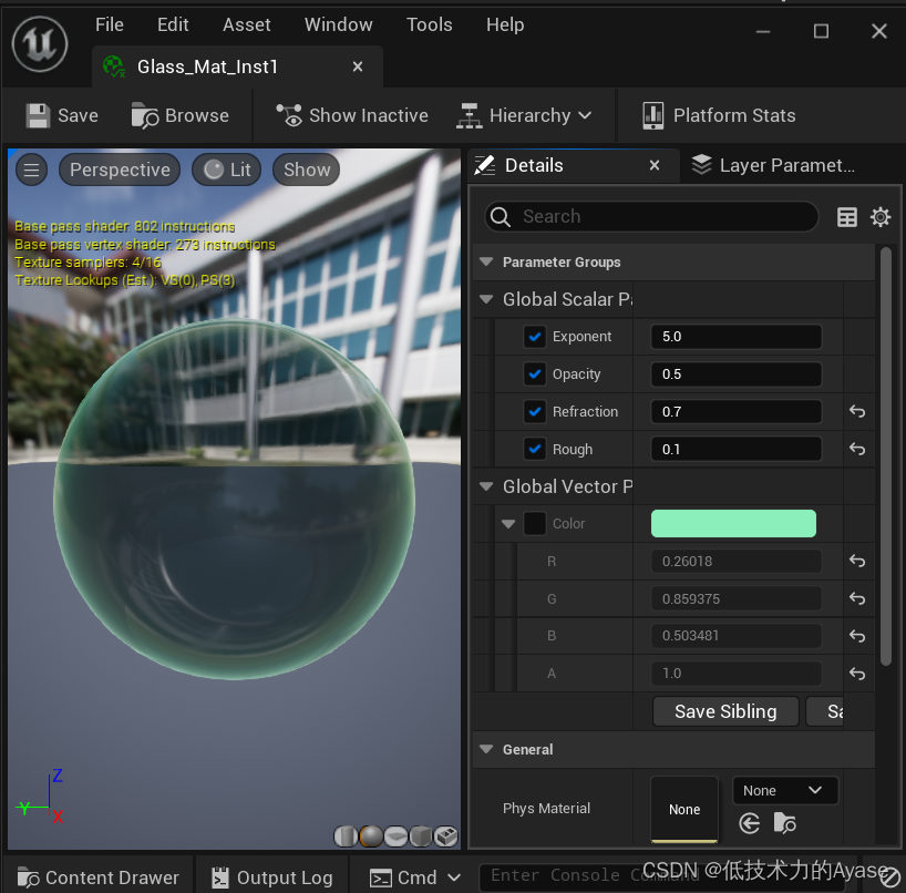 【UE】简单实现常用的材质_ue透明材质-CSDN博客
