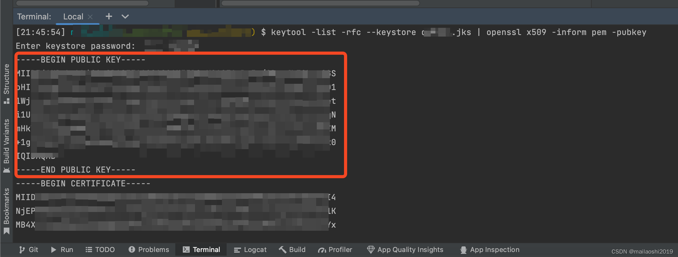APP备案: AndroidStudio查看Keystore (.jks) MD5指纹、平台公钥 (Mac | Linux)_keystore 查看md5-CSDN博客