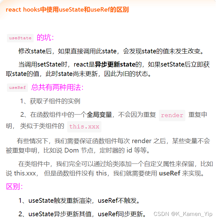 【react】 hooks中使用useState和useRef的区别_react中的useref和usestate的区别-CSDN博客