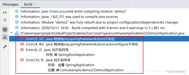 【Java报错】显示错误“Error:java: 程序包org.springframework.boot不存在“_error 程序包不存在-CSDN博客