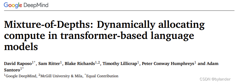 【论文速读】MOD，《Mixture-of-Depths: Dynamically allocating compute in transformer-based language ...