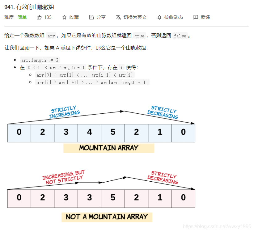 Leetcode 941 有效的山脉数组 单调扫描模拟爬山)leetcode爬山 Csdn博客