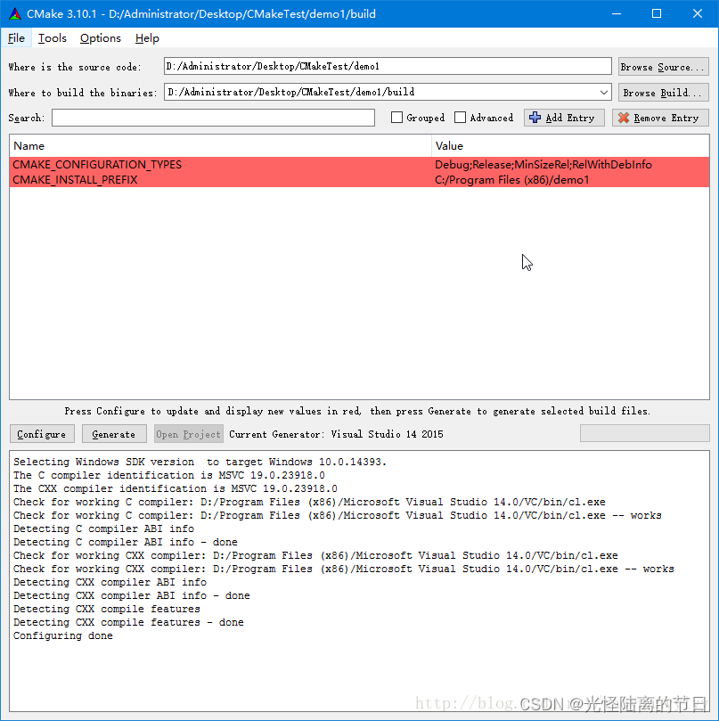 CMake入门1——CMake与VS2015的结合使用_vs2015 cmake-CSDN博客