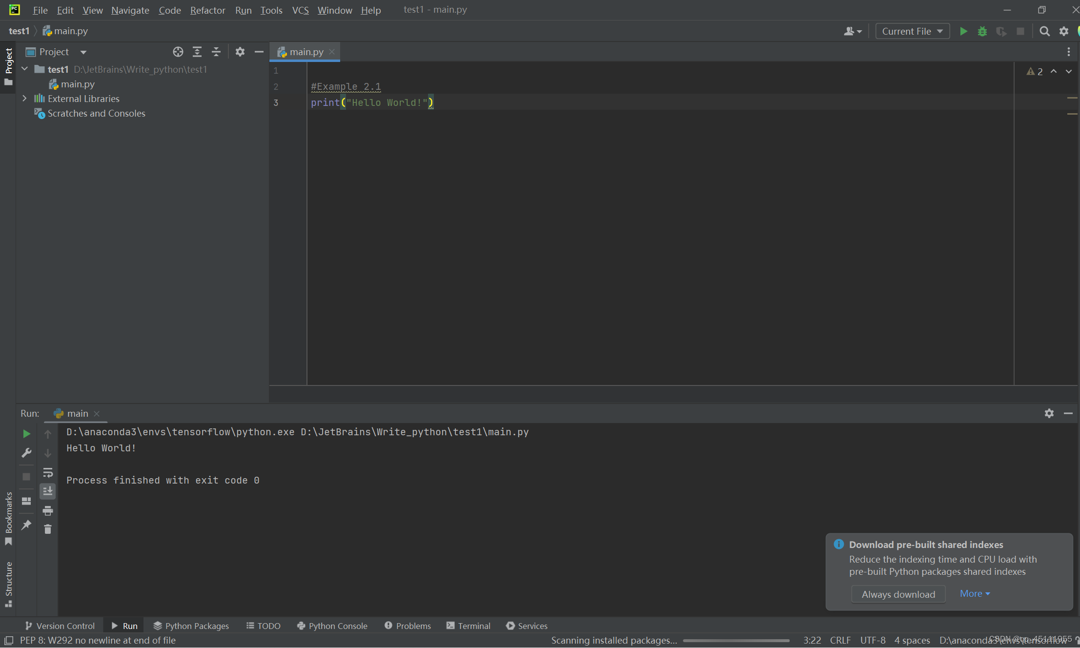 从零 Pycharm 输出 hello world_pycharm输出hello world的代码-CSDN博客