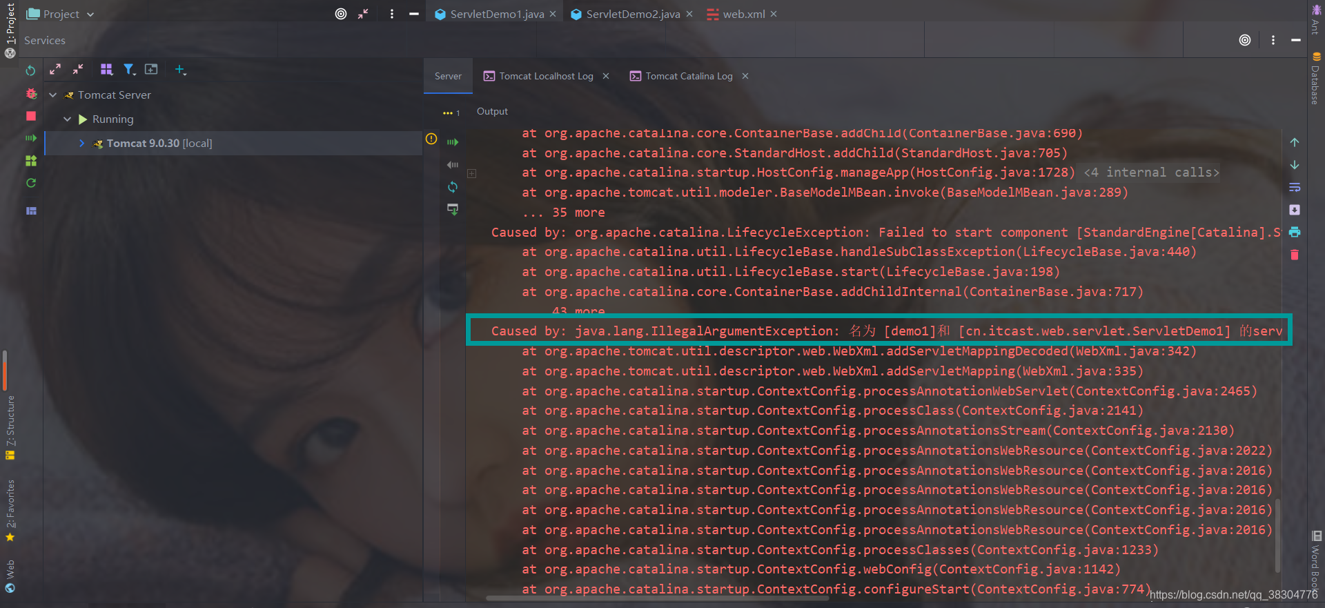 IDEA启动tomcat报java.lang.IllegalStateException: Error starting child-CSDN博客