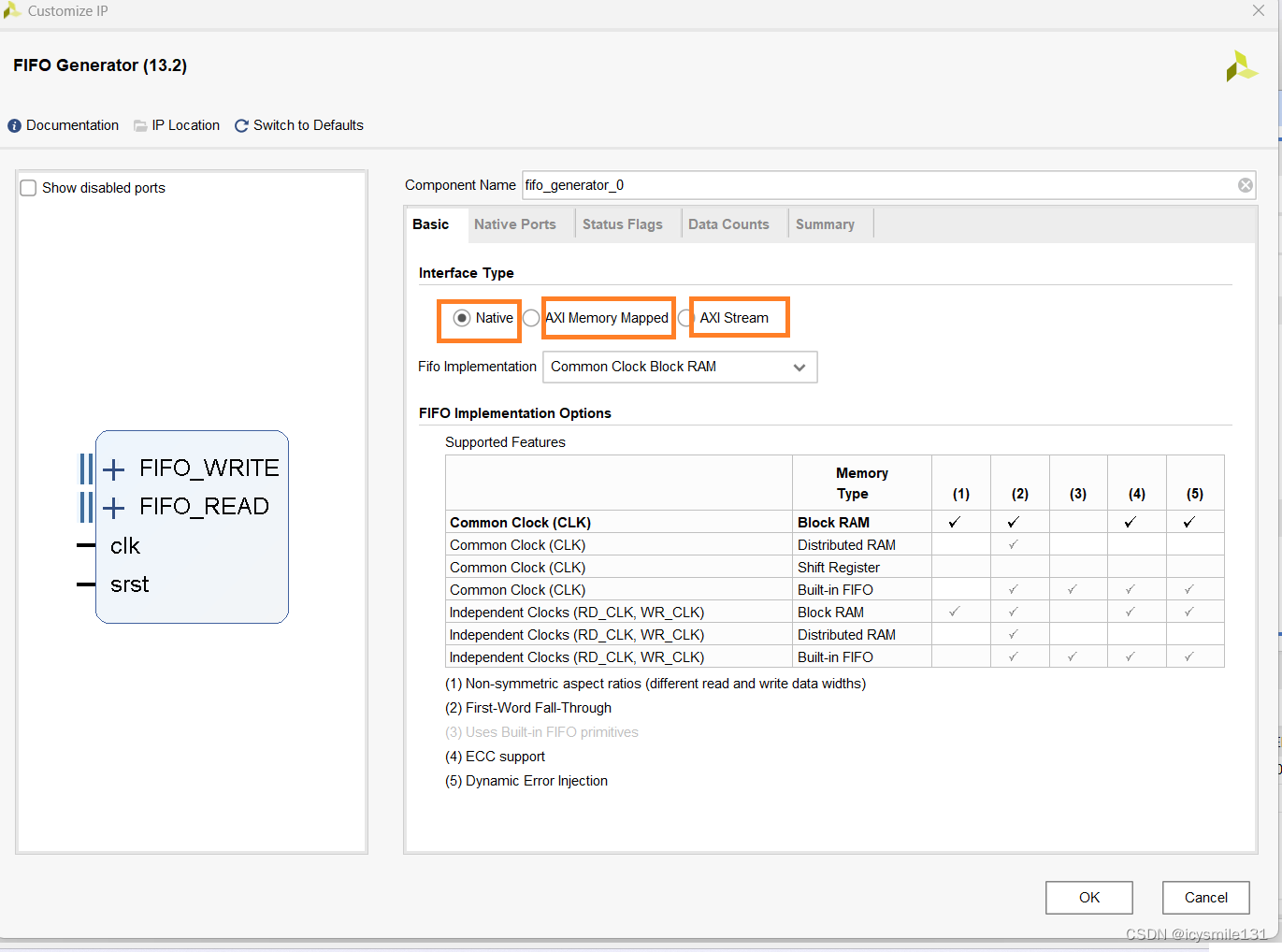 FIFO Generate IP核使用——Native接口Basic页配置_fifo generator-CSDN博客